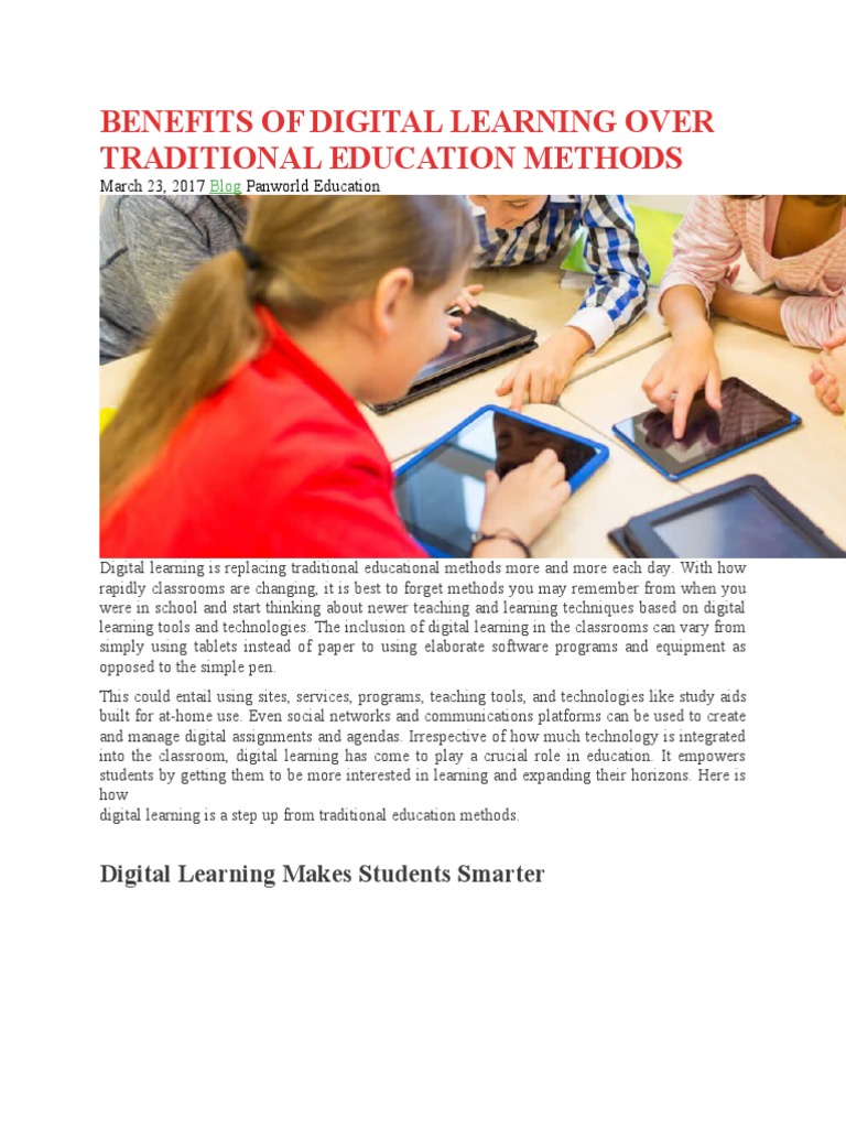 Benefits of Digital Learning Over Traditional Education Methods | PDF ...