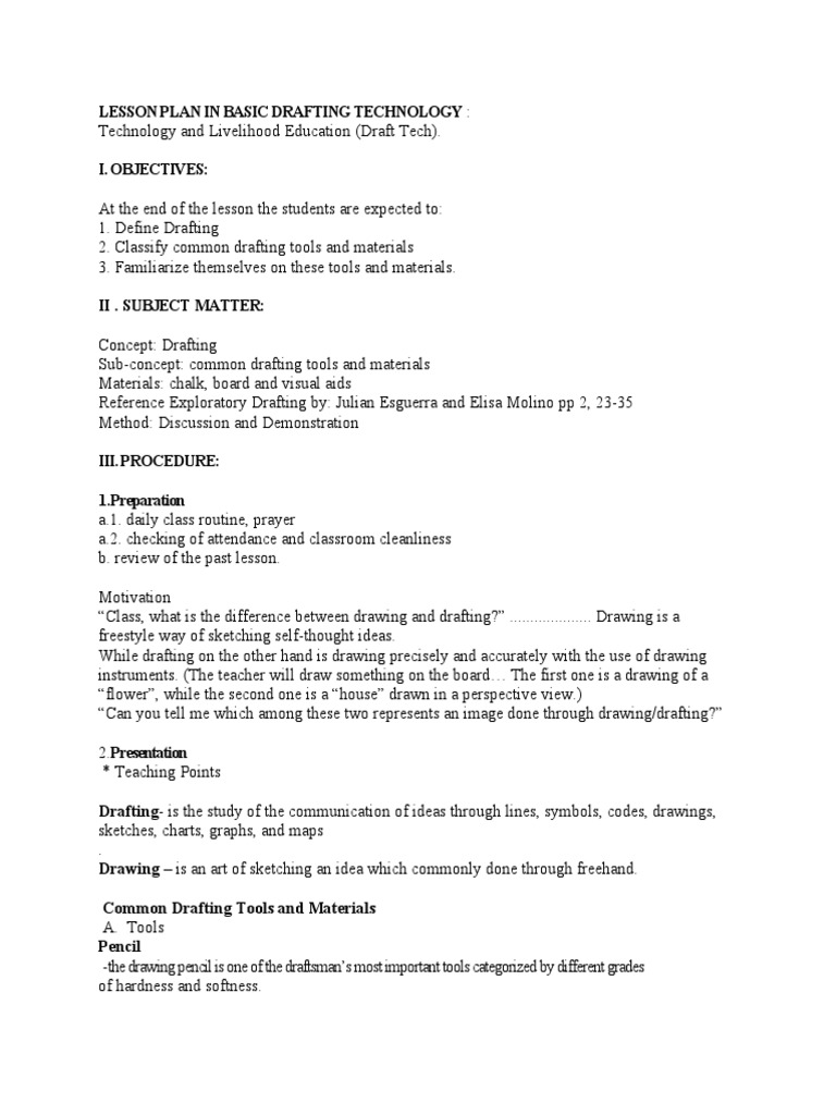 Basic Drafting Technology Lesson Plan | PDF | Drawing | Technical Drawing