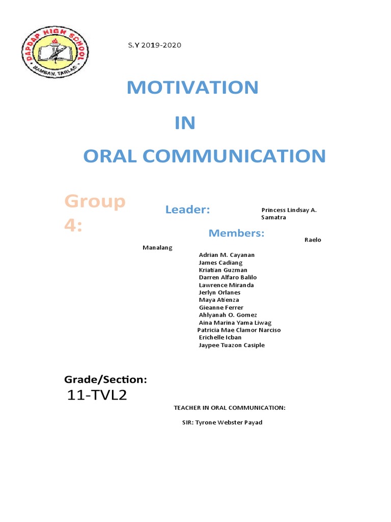 Oral Communication Motivation Group 4 | PDF