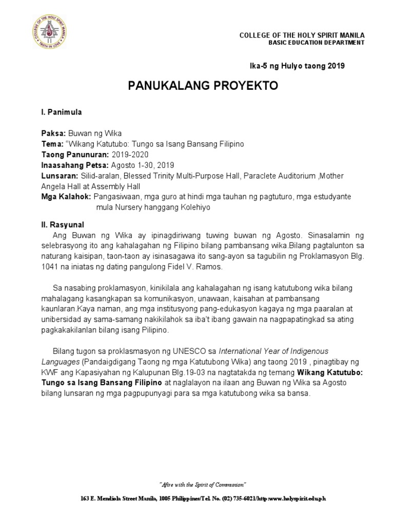 Maikling Programa Ng Buwan Ng Wika 2019 Filipino Wikang Katutubo ...