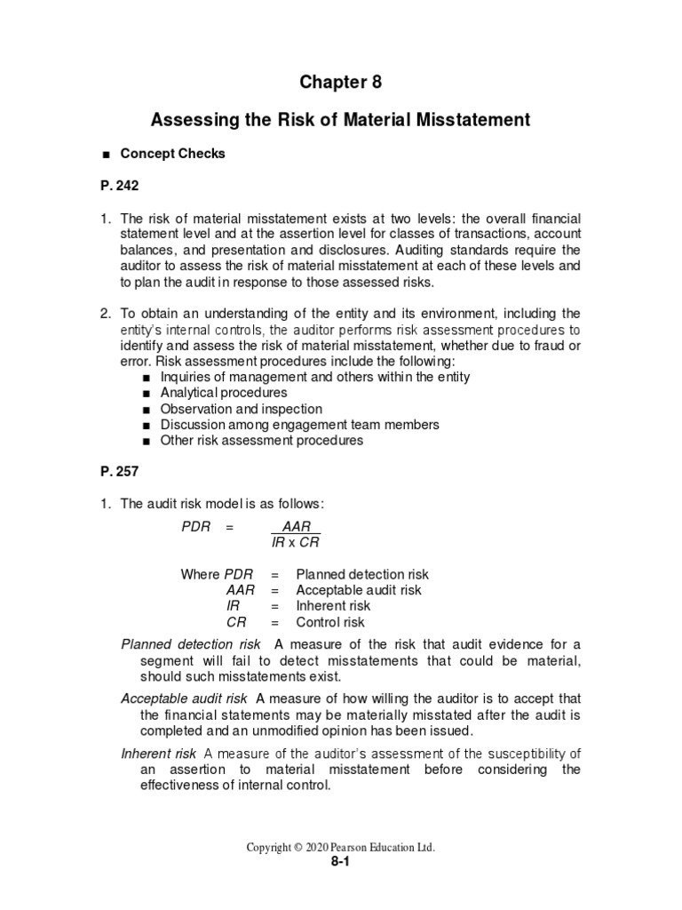 Assessing The Risk of Material Misstatement: Concept Checks P. 242 ...
