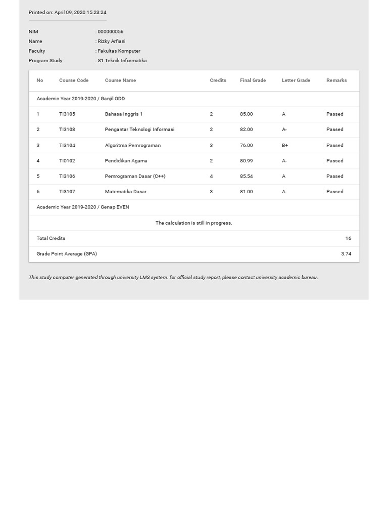 LMS - My Transcript Preview | PDF
