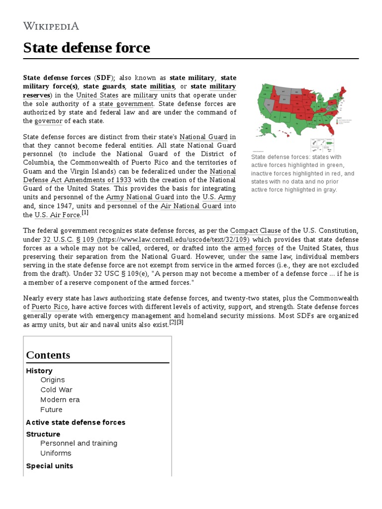 State Defense Force | PDF | Military Of The United States | United ...