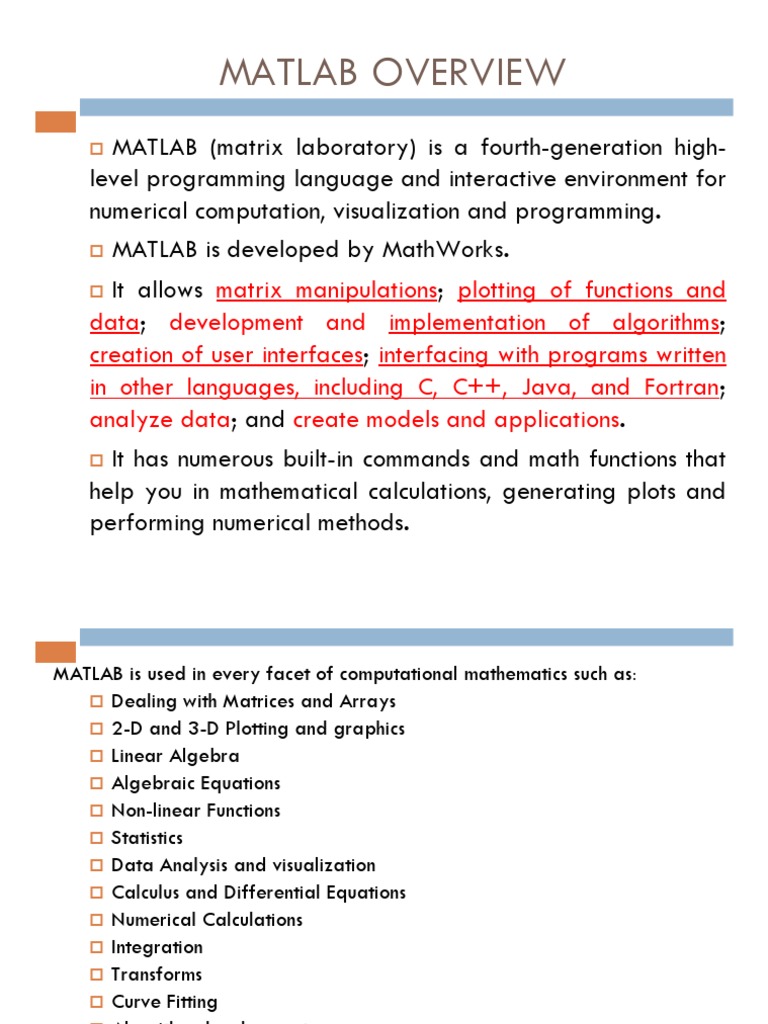 MATLAB Overview and Applications | PDF | Matlab | Numerical Analysis