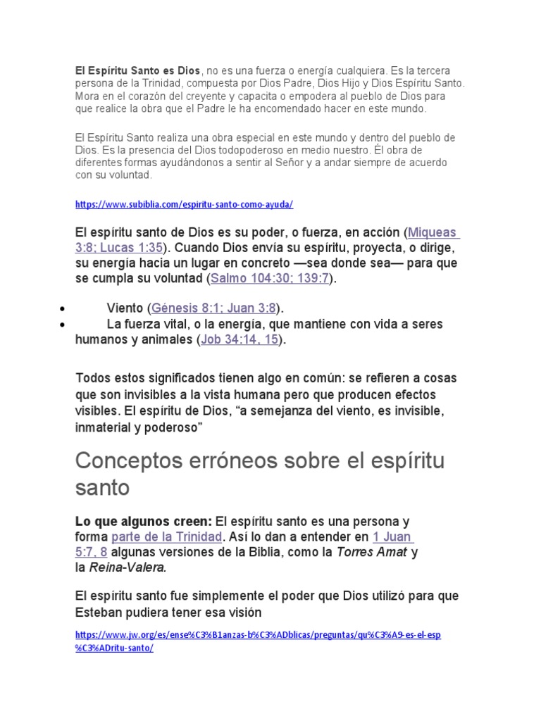 El Espíritu Santo Es Dios Pdf Cinética Química Gases