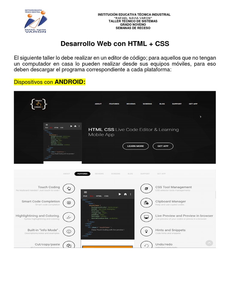 Noveno - Semanas de Receso V2 PDF | PDF | Hojas de estilo en cascada | Página web