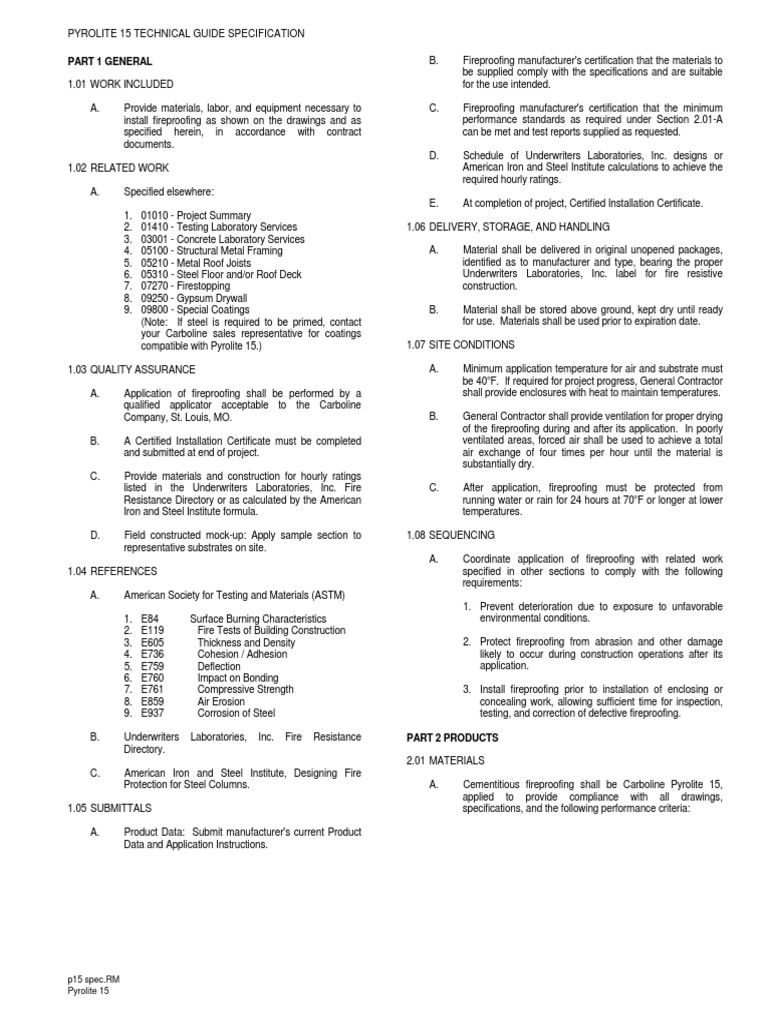Pyrolite 15 Technical Specification Guide PDF | PDF | Specification ...