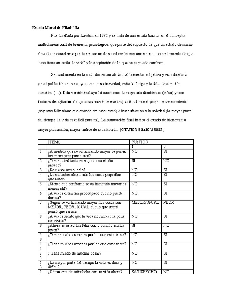 Escala Moral de Filadelfia | PDF | Bienestar | Cognición