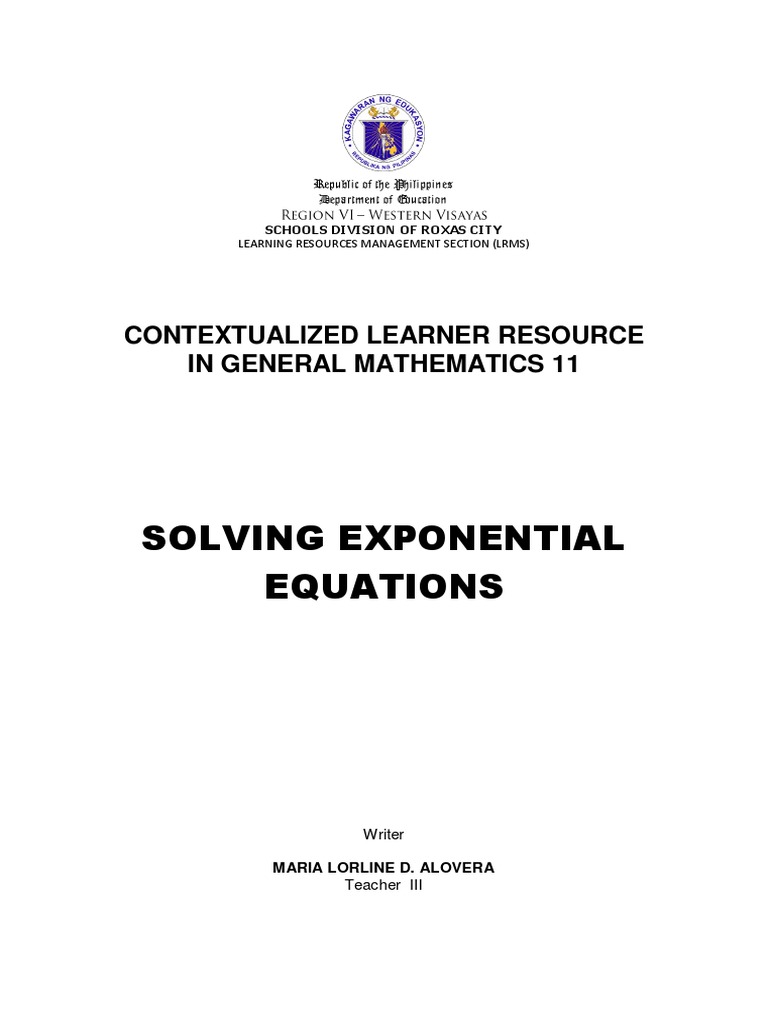 Solving Exponential Equations: Contextualized Learner Resource in ...