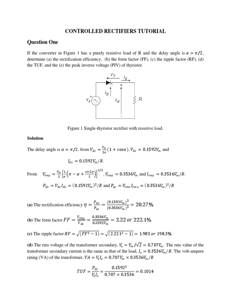 Controlled Rectifiers Tutorial PDF | PDF | Rectifier | Power Electronics