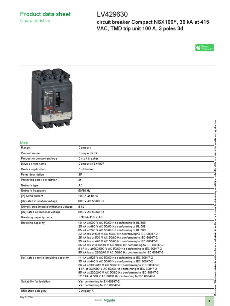 Compact NSX Lv429630 | PDF | Alternating Current | Electrical Equipment