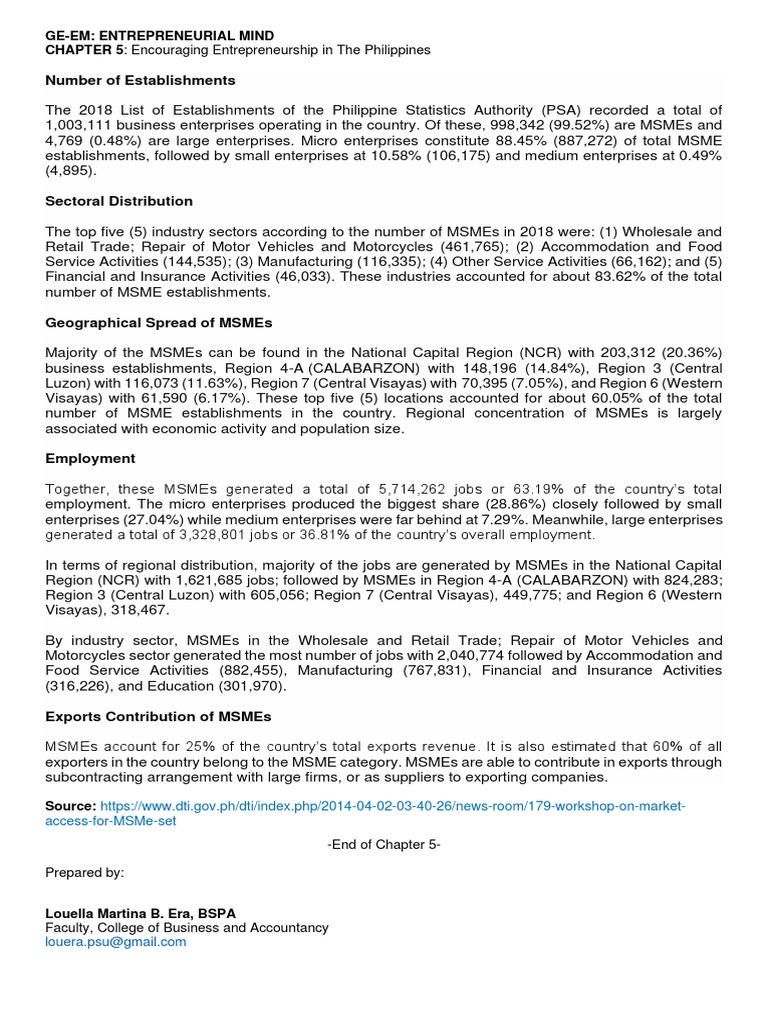 Entrep Mind Chapter 5 | PDF | Small And Medium Sized Enterprises ...