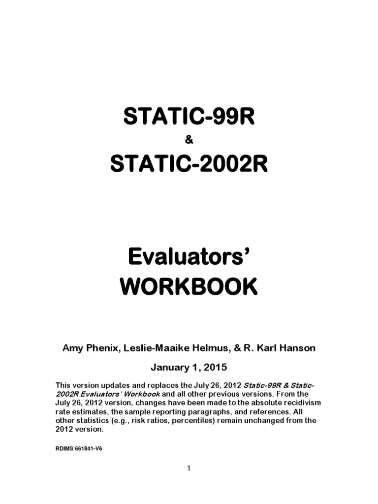 Static-99R STATIC-2002R: Amy Phenix, Leslie-Maaike Helmus, & R. Karl ...