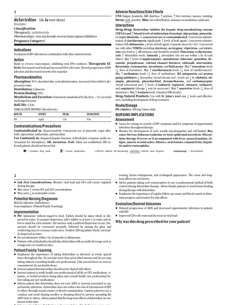 Delavirdine | PDF | Hiv/Aids | Drugs