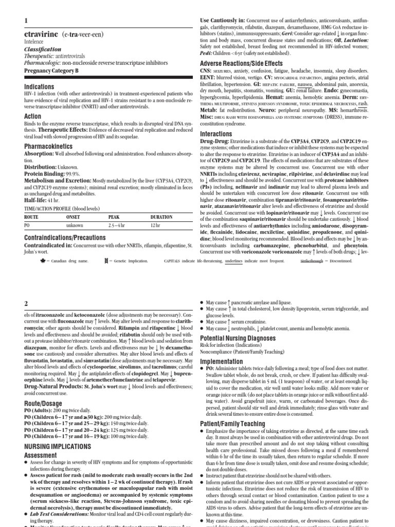 Etravirine | PDF | Hiv/Aids | Management Of Hiv/Aids