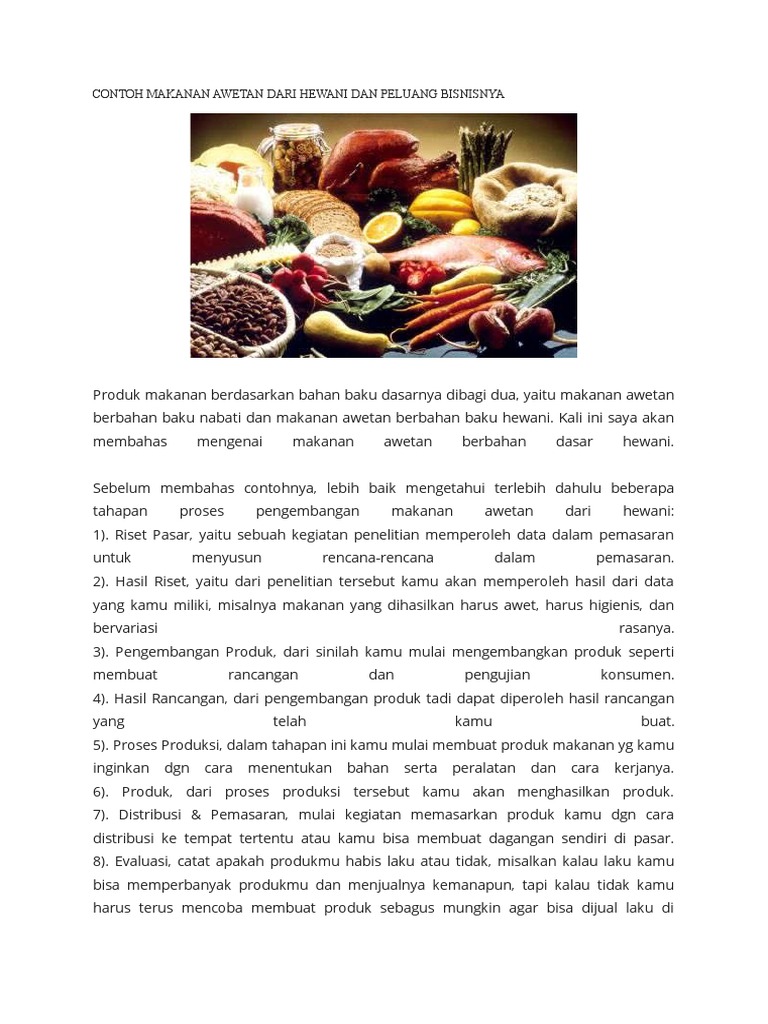 Contoh Makanan Awetan Dari Hewani Dan Peluang Bisnisnya | PDF
