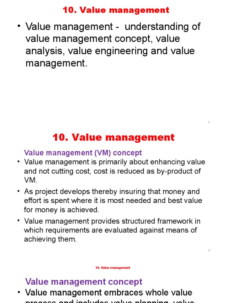 Value Management Concepts & Techniques | PDF | Design | Life Cycle ...