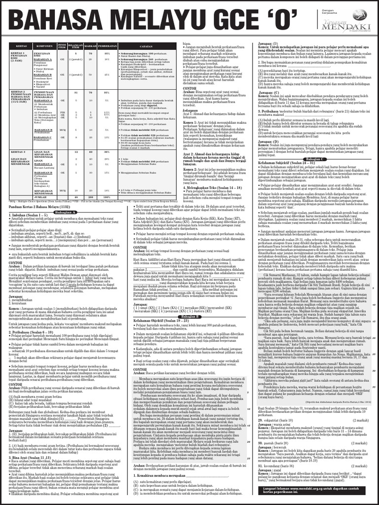 Malay Practice Paper PDF | PDF