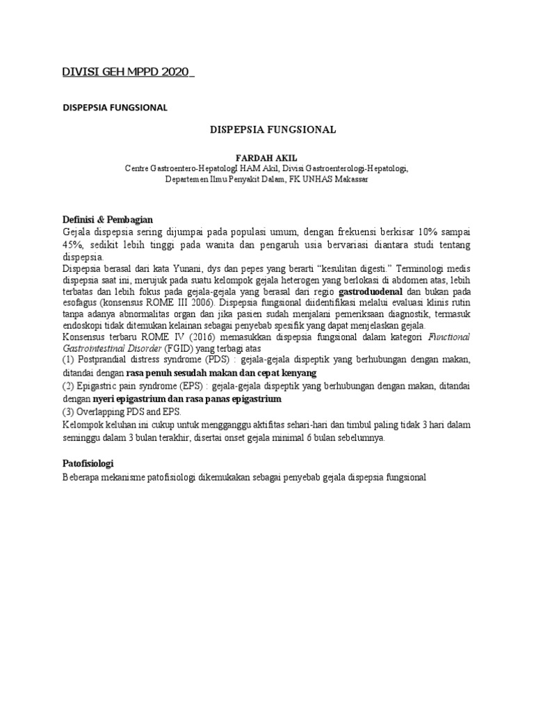 Dispepsia Fungsional MPPD IPD | PDF