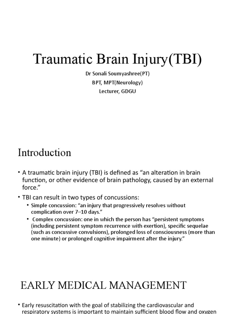 Traumatic Brain Injury (TBI) : DR Sonali Soumyashree (PT) BPT, MPT ...