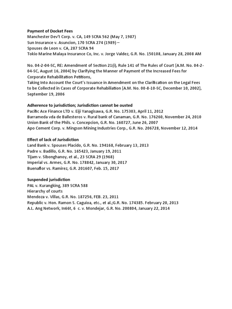 Payment of Docket Fee1 | PDF