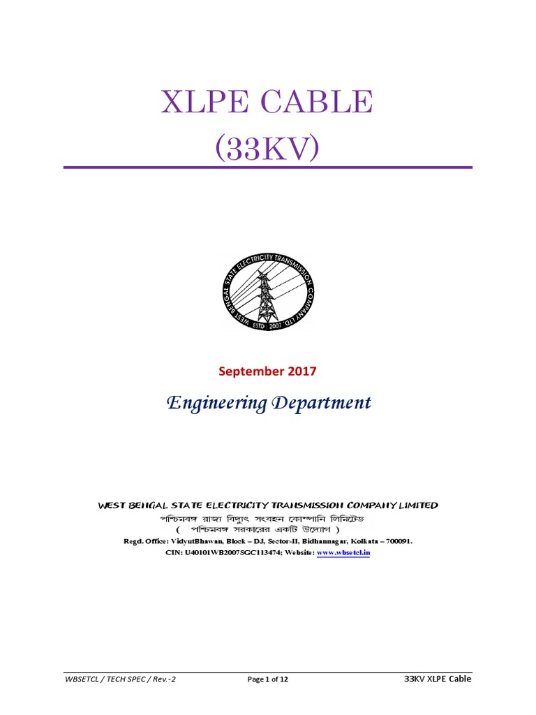 33KV XLPE Cable Technical Specification | PDF | Insulator (Electricity ...