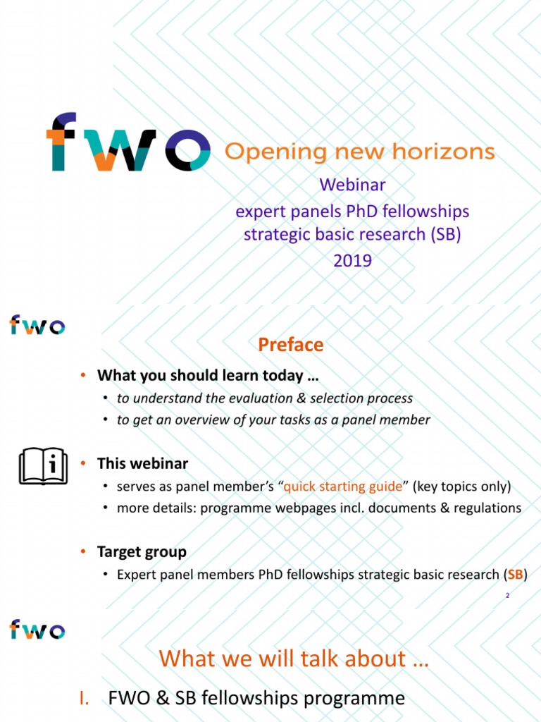 Webinar Expert Panels PHD Fellowships Strategic Basic Research (SB ...