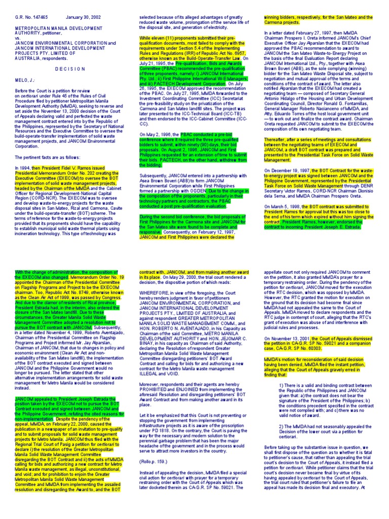 MMDA v. JANCOM | PDF | Judgment (Law) | Certiorari