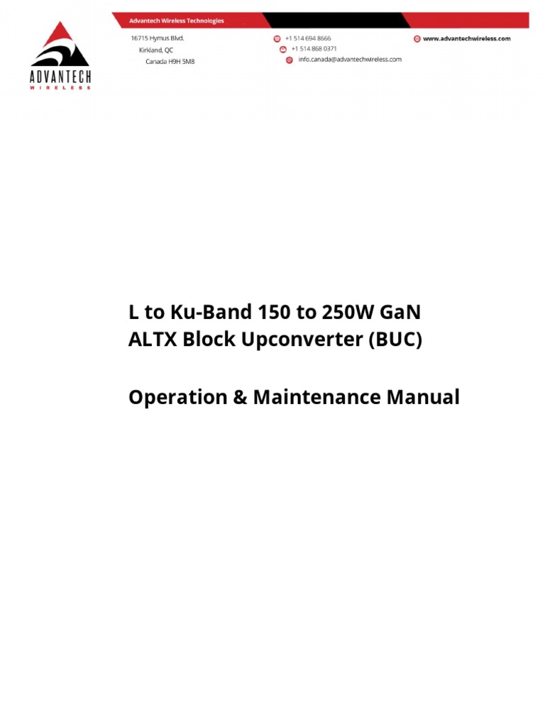L To Ku-Band 150 To 250W Gan Altx Block Upconverter (Buc) Operation ...