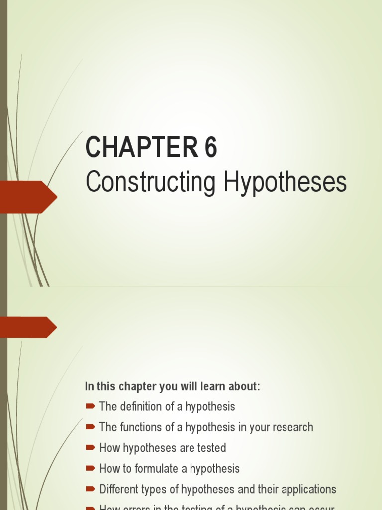 Chapter 6 Constructing Hypotheses PDF | PDF | Hypothesis | Validity (Statistics)