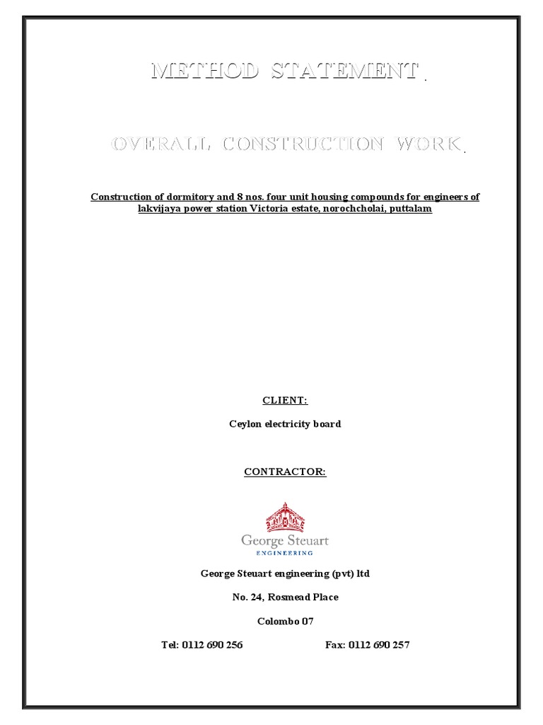 Overall Method Statement | PDF | Concrete | Tile