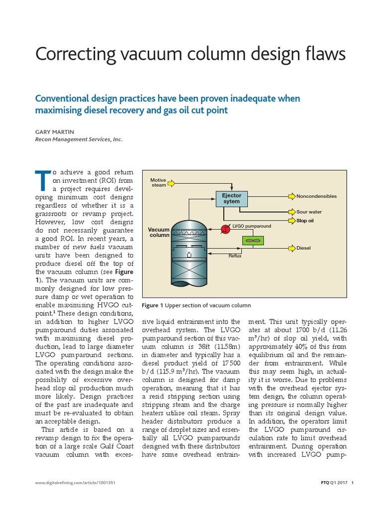 Vac Column Design Problem | PDF | Vacuum | Liquids