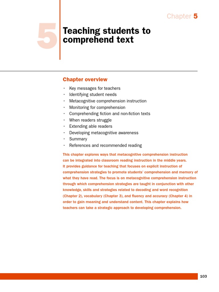 Teaching Students To Comprehend Text: Chapter Overview | PDF ...