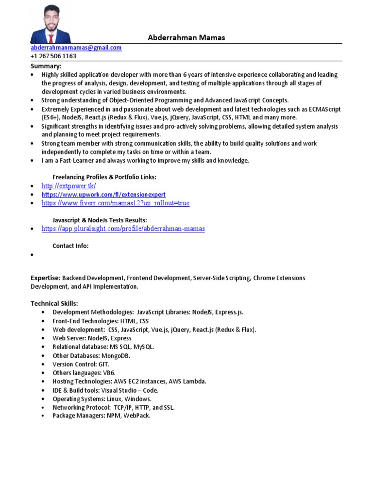 Abderrahman Mamas - Resume | PDF | Java Script | J Query