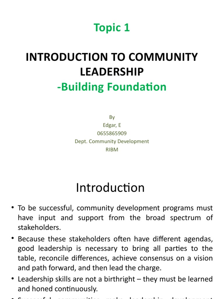 Topic 1-Introduction To Community Leadership | PDF | Power (Social And ...