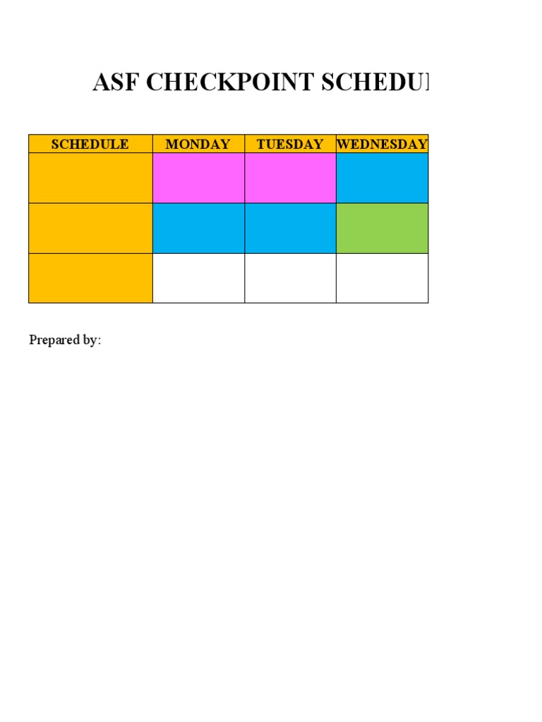 ASF CHECKPOINT SCHEDULE (Temporary Assignment) : Schedule Monday ...