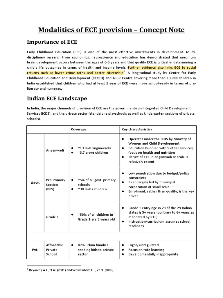 CSF-Early Childhood Education-Research Concept Note | PDF | Preschool ...