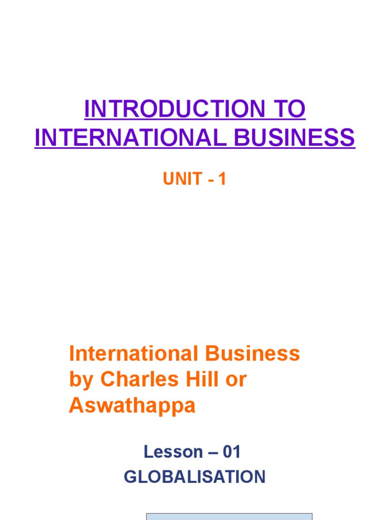Introduction To International Business: Unit - 1 | PDF | International ...
