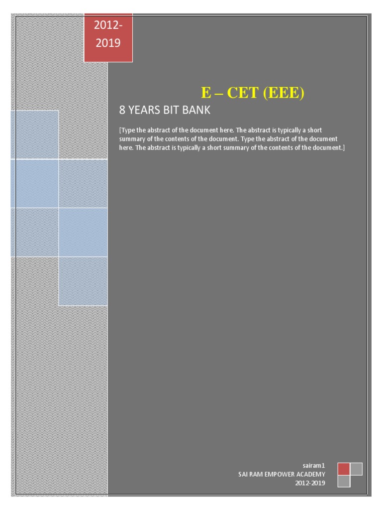 Electrical 8 Years Bits PDF | PDF | Electric Motor | Series And ...