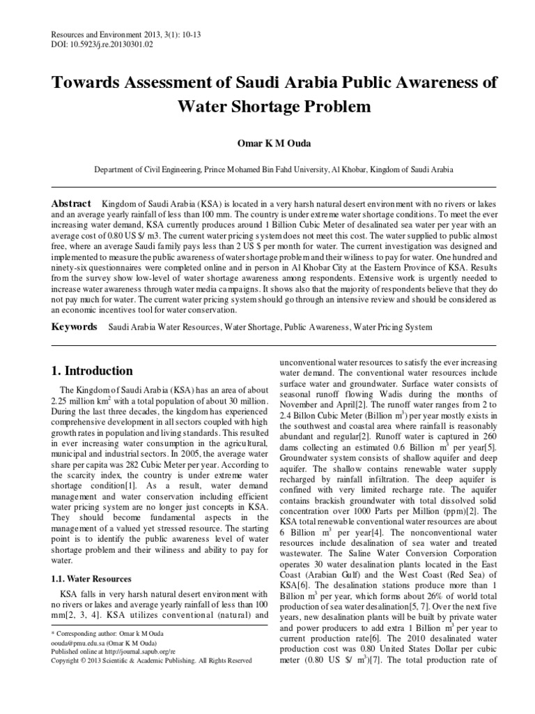 Water Shortage Problem PDF | PDF | Water Scarcity | Desalination