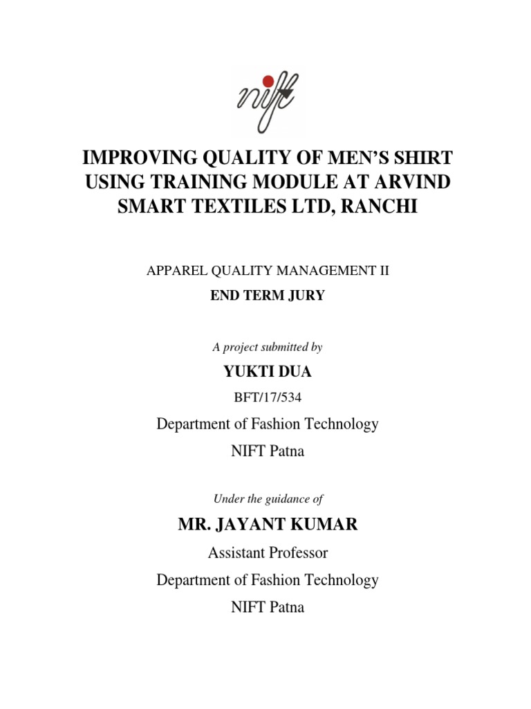 Improving Quality of Men'S Shirt Using Training Module at Arvind Smart ...