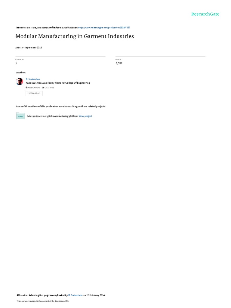 Modular Manufacturing in Garment Industries: September 2013 | PDF | Modularity | Modular Programming