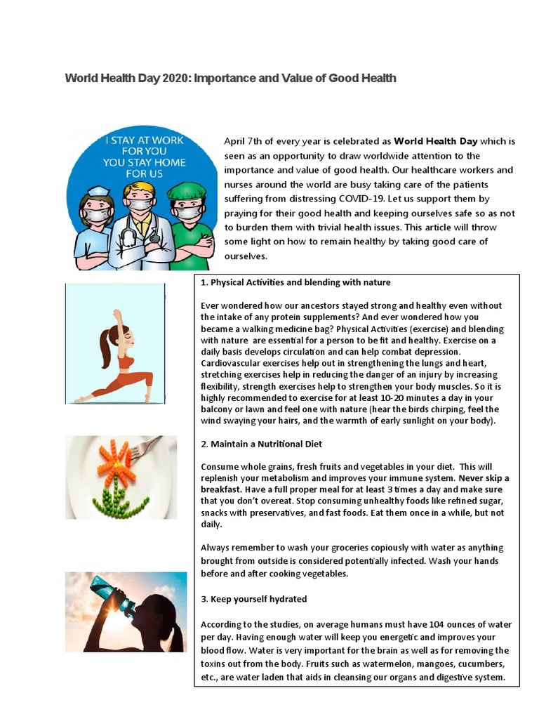 World Health Day 2020: Importance and Value of Good Health: 1. Physical ...