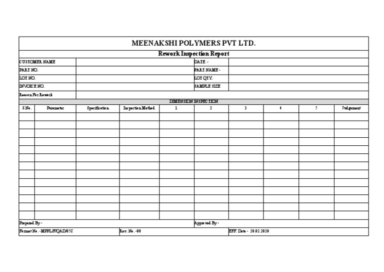 Meenakshi Polymers PVT LTD.: Rework Inspection Report | PDF
