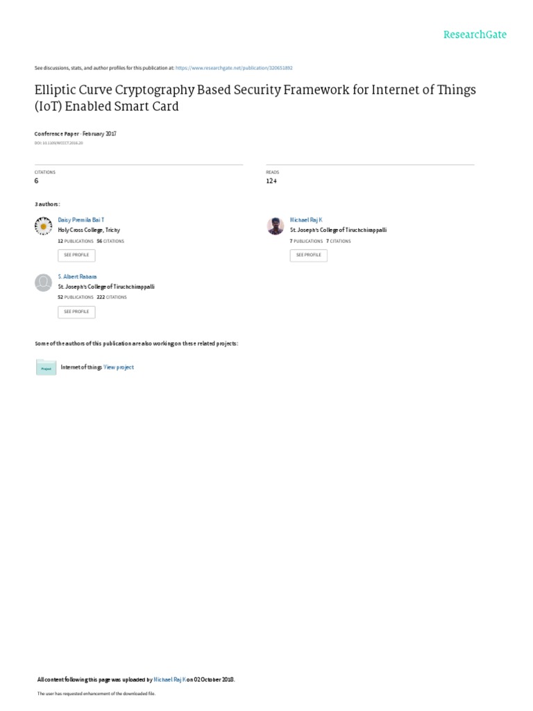 Elliptic Curve Cryptography Based Security Framework For Internet of Things (Iot) Enabled Smart ...