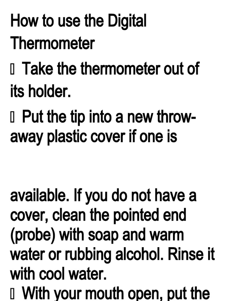How To Use The Digital Thermometer | PDF