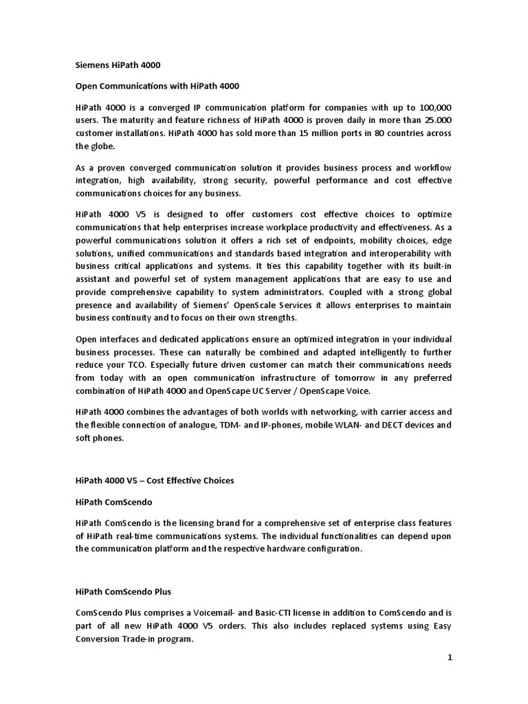 Siemens HiPath 4000 | PDF | Session Initiation Protocol | Wireless Access Point