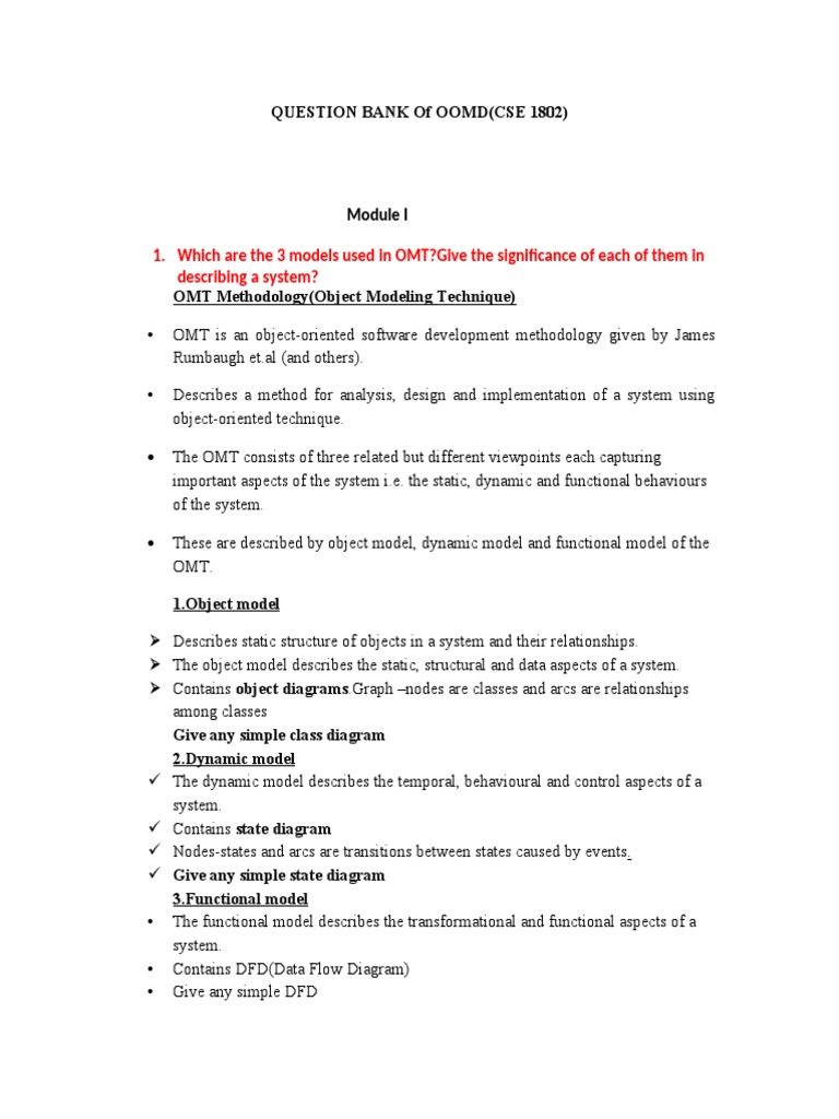 Cs 1802 Oomd Question Bank Ans Key1 Pdf Class Computer Programming Inheritance Object 