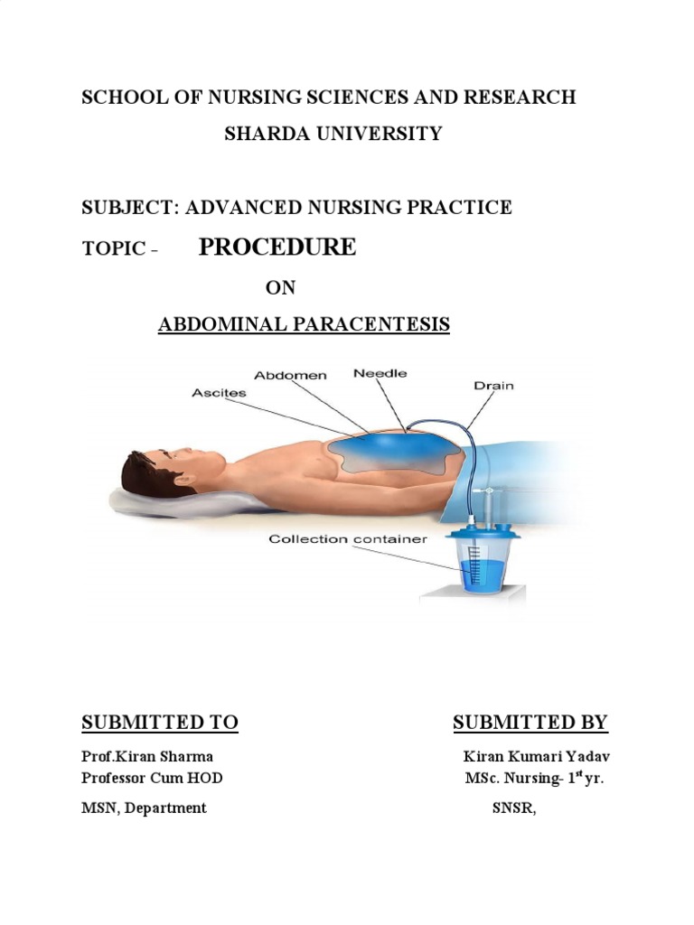 Abdominal Paracentesis Procedure Guide | PDF | Blood Type | Blood Donation
