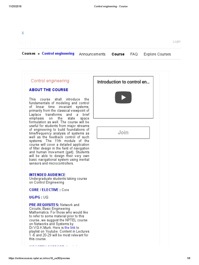 Control Engineering - Course | PDF | Control Engineering | Stability Theory